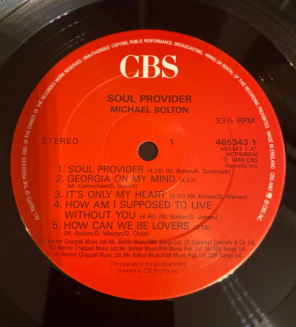 Buy Michael Bolton : Soul Provider (LP, Album, CBS) online for the lowest price at Strummer Room ...