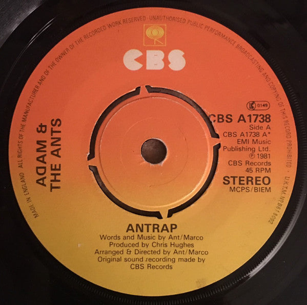Buy Adam And The Ants : Ant Rap (7", Single, Pus) online for the lowest price at Strummer Room ...