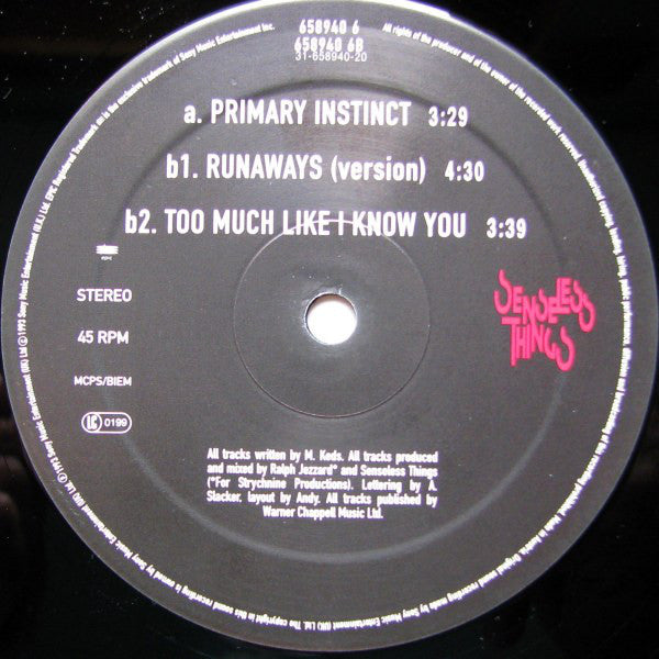 Buy Senseless Things : Primary Instinct (12", Single) online for the lowest price at Strummer ...