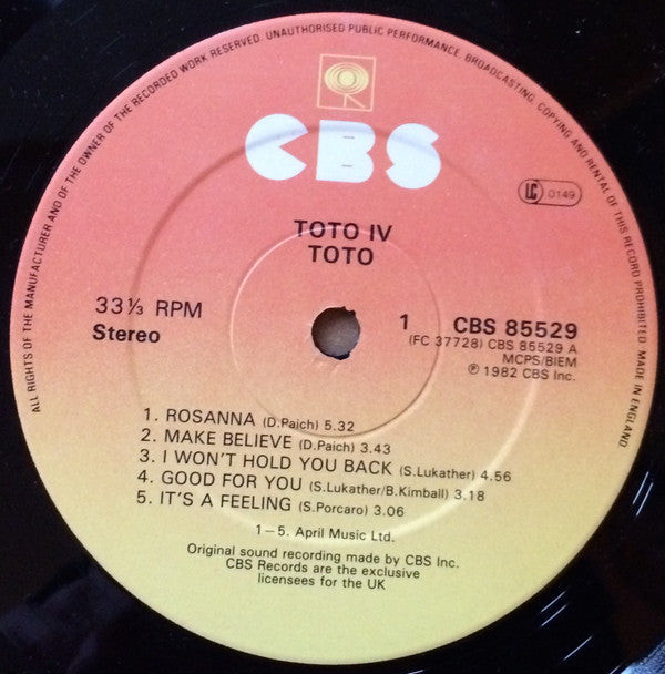 Buy Toto : Toto IV (LP, Album) online for the lowest price at Strummer Room Records