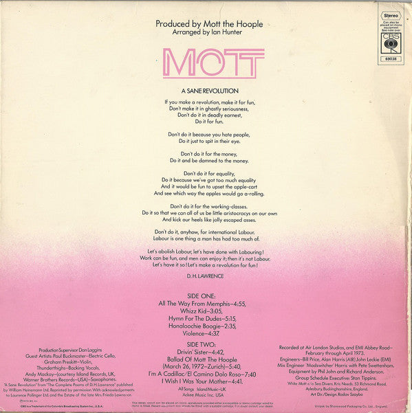 Buy Mott The Hoople : Mott (LP, Album, Gat) online for the lowest price ...