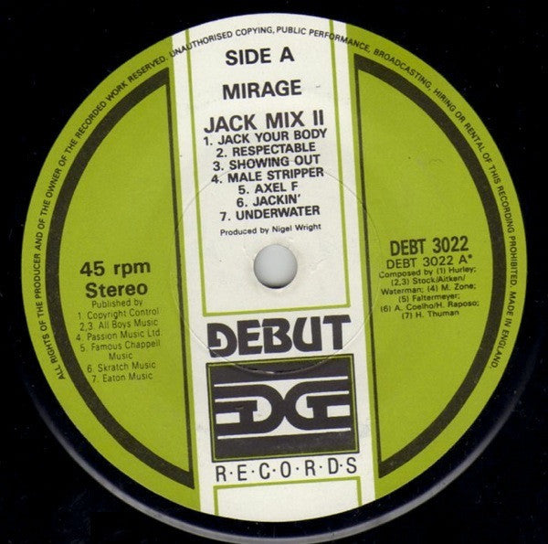 Buy Mirage (12) : Jack Mix II (7", Single, P/Mixed, Dam) online for the ...
