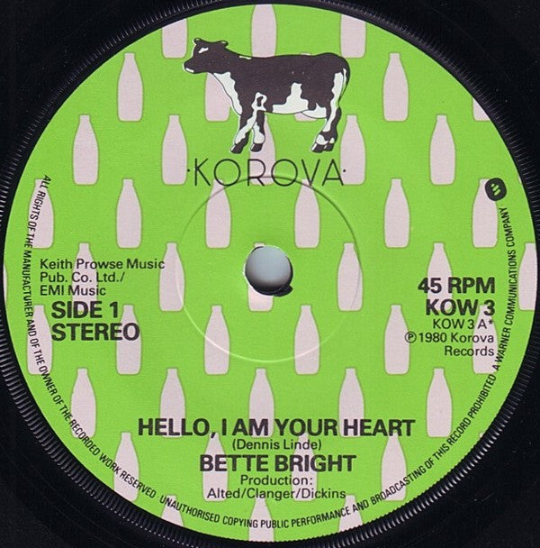 Buy Bette Bright : Hello, I Am Your Heart (7", Single) online for the ...
