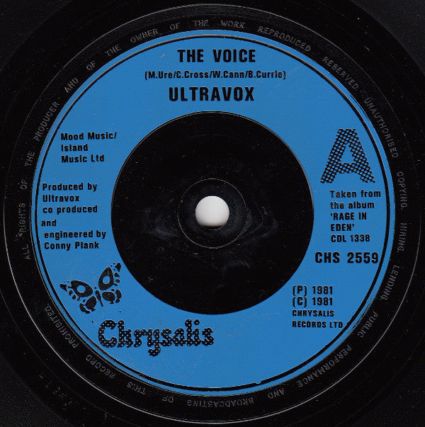 Buy Ultravox : The Voice (7", Single, Blu) online for the lowest price ...
