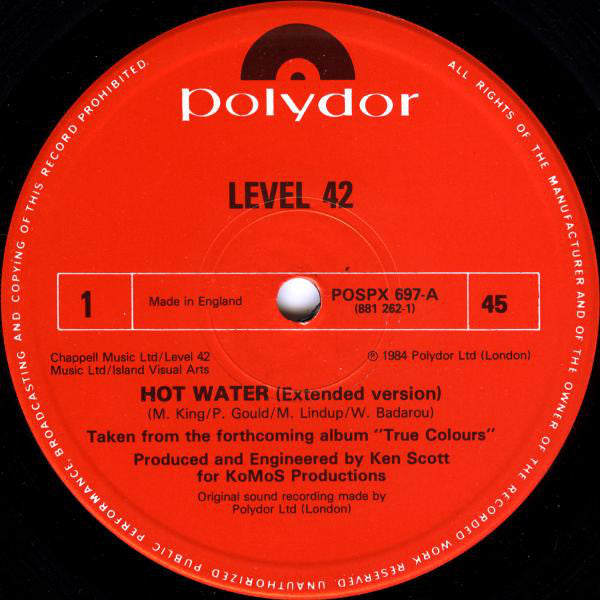 Buy Level 42 : Hot Water (12", Single) online for the lowest price at ...