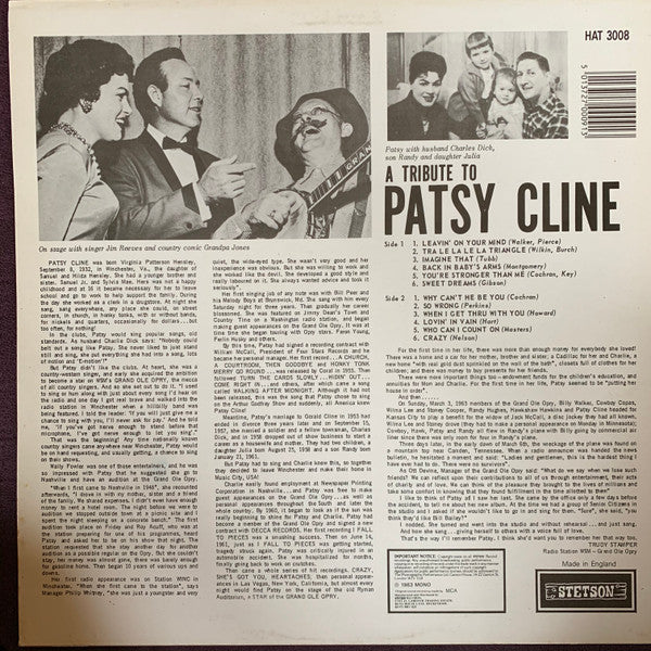 Buy Patsy Cline : A Tribute To Patsy Cline (LP, Comp, Mono, RE) online ...