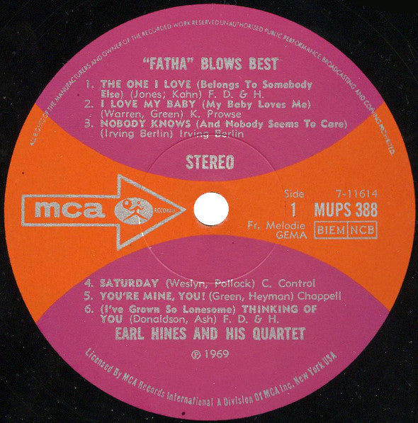Buy Earl Hines And His Quartet : "Fatha" Blows Best (LP, Album) online ...