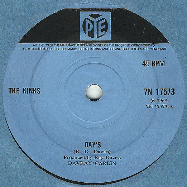 Buy The Kinks : Day's (7", Single, Sol) online for the lowest price at ...