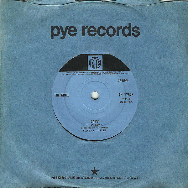 Buy The Kinks : Day's (7", Single, Sol) online for the lowest price at ...