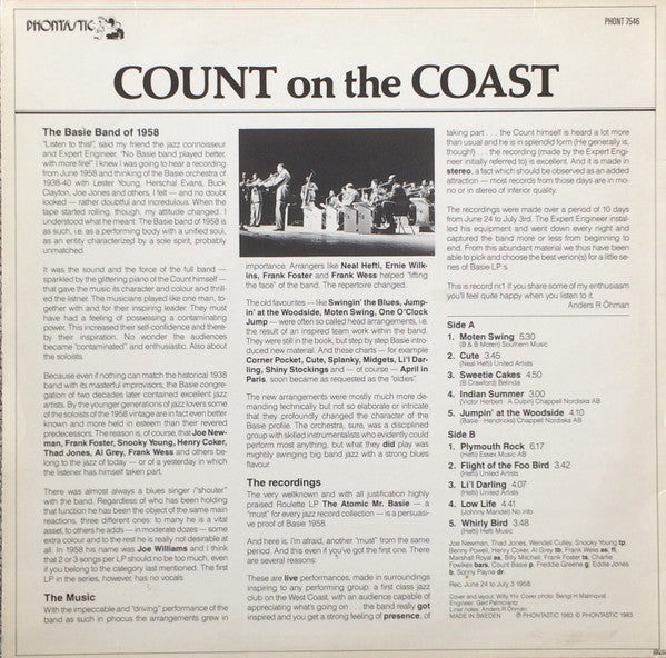 Buy Count Basie : Count On The Coast (LP) online for the lowest price ...