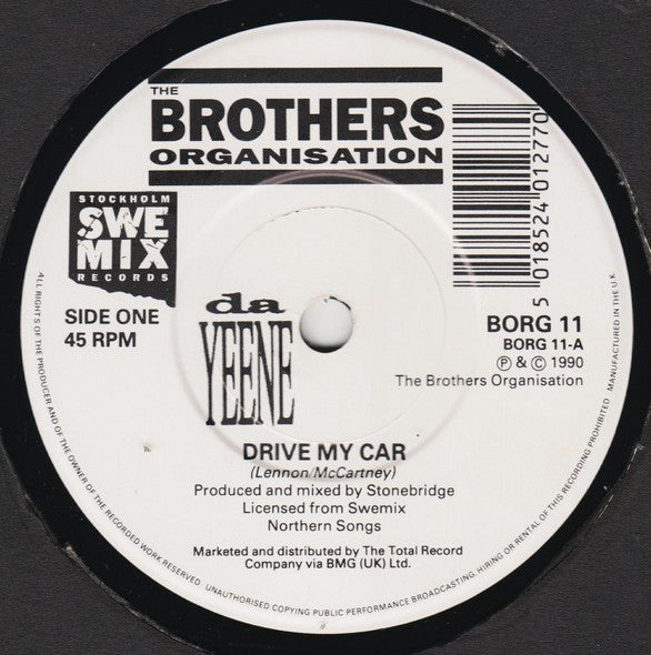 Buy DaYeene : Drive My Car (7") online for the lowest price at Strummer ...